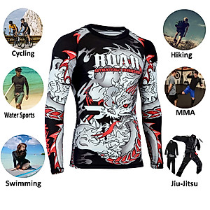 Roar MMA Rash Guards Fight Training BJJ Grappling No Gi Wear Branded (Darken Red, Large)