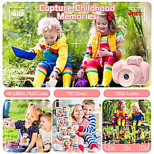 Temodu Kids Camera, Best Birthday Festival Toys Gifts for Girls Boys Age 3 4 5 6 7 8 9 10 11 12 Year Old, Digital Camera for Kids with Video, Toy Camera Toddler Camera for Girls with 32GB Card - Pink