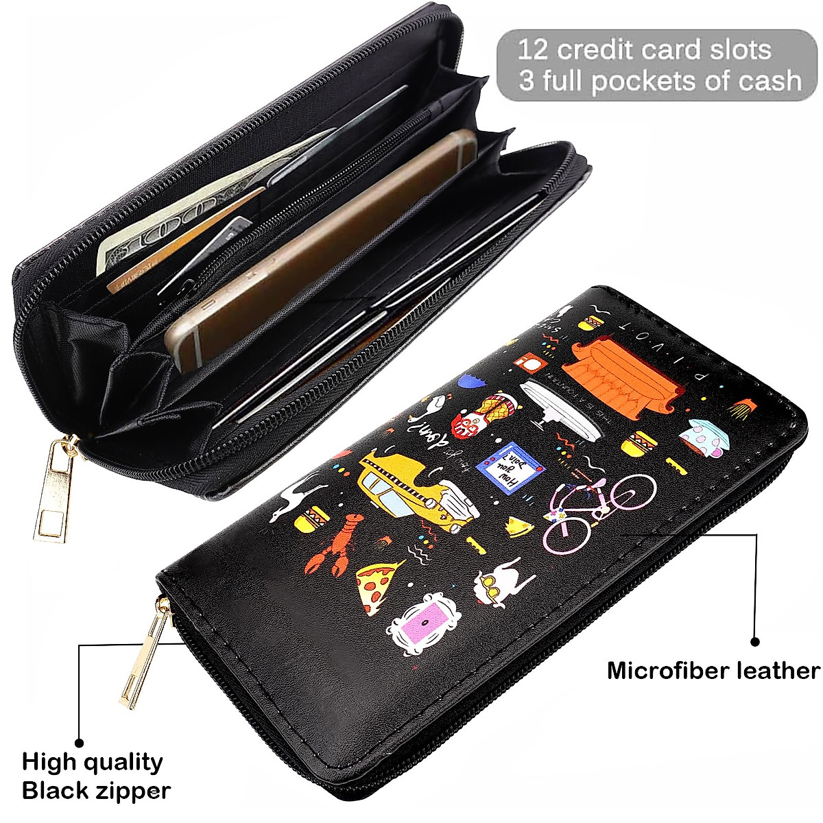 Wallet for Women,Funny TV Show Merchandise TV Show Gift PU Leather Card Holder Organizer Ladies Clutch Travel Purse,Phone Credit Card Money Holder with Many Rooms Durable Zipper Purse