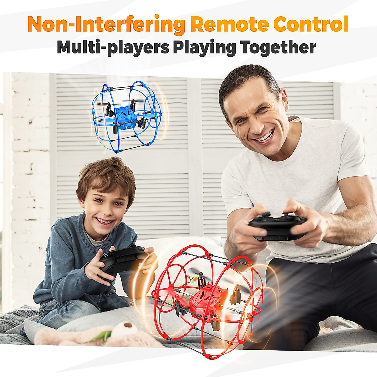 BEZGAR HQ053 Remote Control Drone for Kids - RC Mini Spherical Rolling Quadcopter Beginner 360 Degree Flip, Christmas Birthday Gift Indoor Outdoor Toys for Boys Age 4 5 6 7 8-12, Red