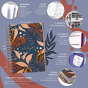 PLANBERRY Budget Planner & Monthly Bill Organizer with Pockets Premium – Home Finance & Bill Payment Organizer – Budgeting Book with Income & Expense Tracker - 7x8.5″ Hardcover (Tropical Night)