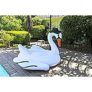 Poolmaster Jumbo Swimming Pool Float Rider, Swan, White Extra Large