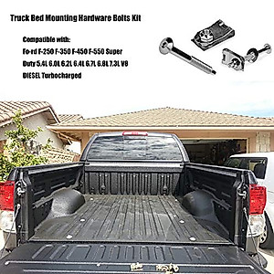 Truck Bed Mounting Hardware Kit Compatible with Ford F250 F350 F450 F550 Super Duty Truck 1999-2016 Replaces 924-311, W706640-S900, W706641-S900, W708770S436 (Including 8 Bolts, Captured Nut, Washers)
