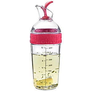 Salad Dressing Shaker For Mixing Ranch And Sauce, One Hand, Leak Proof, Spout Lid for Pouring And Measurement Marks With Good Grip Rubber, Italian Dressing Shaker, And Oil And Vinegar Dispenser - 12oz