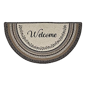 VHC Brands Floral Vine Jute Half Circle Welcome Mat w/Pad 19.5x36