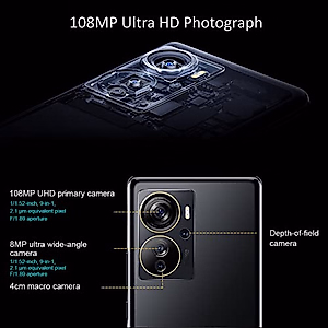 ZTE Axon 40 Pro Smartphone- 5G Unlocked Android Cell Phone Snapdragon 870, 6.67'' 144HZ AMOLED Display, 108MP AI Quad-Camera,5000mAH 65W Quick Charge,12GB+256GB,NFC, Black