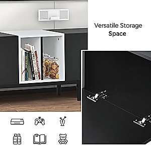 TV Stand for 80 75 inch TV Modern Entertainment Center with Storage Cabinets & Spacious Tabletop Wood Media Console Table with 3 Doors for Living Room Bedroom, 76'' Black