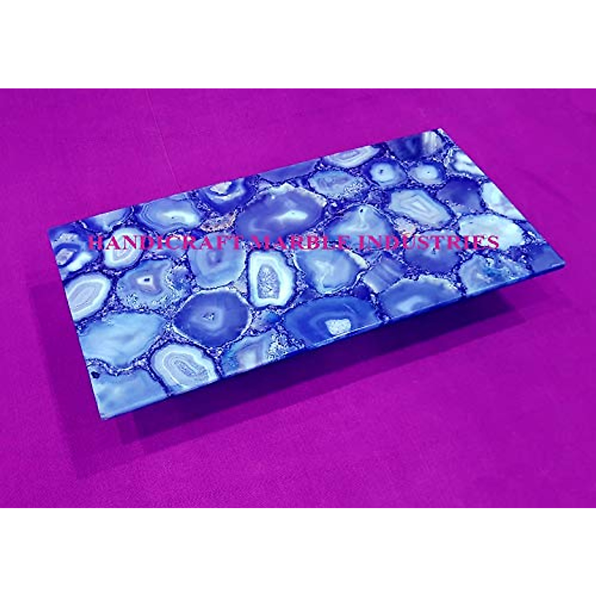 Blue Agate Table Top/Back splash, 24 x 18 Inch, Customize Size, Counter Top Blue Agate Rectangle Table, Rectangular Agate Table