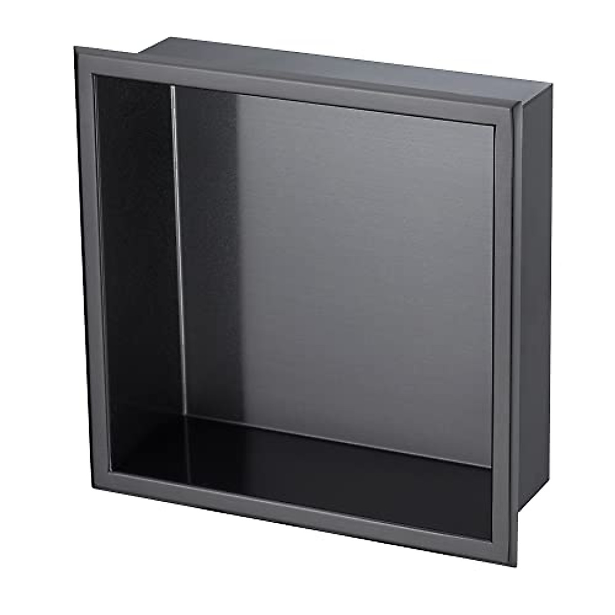 WHISTLER 12 in. X 12 in. X 4 in. Square Recessed Shower Wall Niche in Brushed Stainless Steel Storage for Shampoo, Soap and other Bathroom Essentials, Black