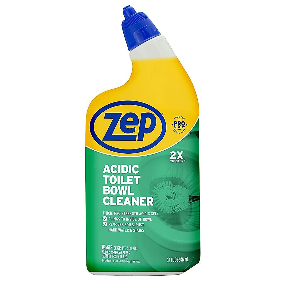 Zep Acidic Toilet Bowl Cleaner - 32 oz (Case of 4) - ZUATBC324 - Experience the Ultimate Cleaning Power with Our 2x Thicker Clinging Formula, Designed to Deliver a Professional-Quality Clean