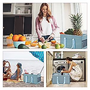 Steranka Extra Large Utility Tote Bag,Large Tote Bag Reusable Grocery Bags Collapsible Tote for Groceries,Storage,Picnic,Beach,Light Blue