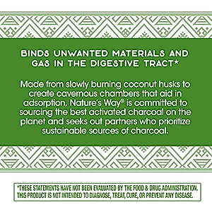Nature's Way Activated Charcoal, Binds Unwanted Materials and Gas*, 560mg per Serving, 100 Capsules