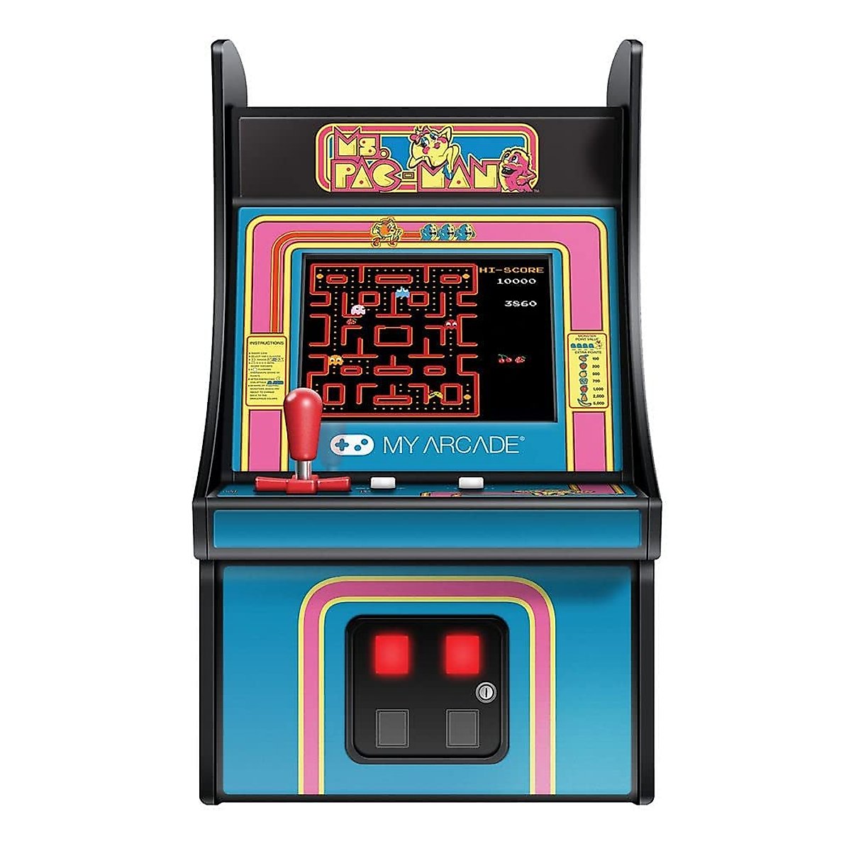 My Arcade Micro Player Mini Arcade: Ms. Pac-Man Video Game, Fully Playable, 6.75 Inch Collectible, Color Display, Speaker, Volume Buttons, Headphone Jack - Electronic Games