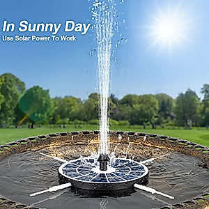 Mademax 3.5W Solar Bird Bath Fountains with 24-Hours Working, Solar and Plug-in Fountain Pump for Bird Bath with 4 Nozzles, Floating Solar Powered Water Fountain Pump for Bird Bath, Garden, Pond, Pool