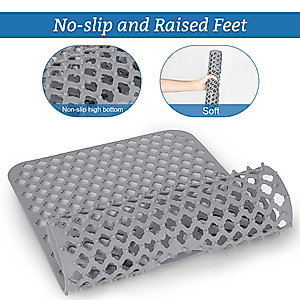 Silicone Sink Mats, Center Drain Kitchen Sink Protectors Grid Accessory, Flexible and Heat Resistant Non-slip Porcelain Sink Saver for Bottom Ceramic RV Large Sink (24.5" x 12.8")-grey