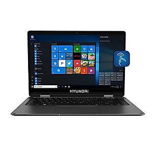 HYUNDAI HY HyFlip 13.3 inch Touch Screen Laptop, Intel Apollo Lake Celeron N3350, 4GB RAM, 64GB eMMC, Windows 10 Home S, MicroSD Slot, 13.3" 1920x1080 FHD Display, WiFi & Bluetooth Space Grey, 5000mAh