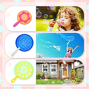 Lenwen 99 Pcs Big Bubble Wands Set, Giant Bubble Wands Toys Bulk with Tray Large Bubble Maker Mixed Size Funny Bubble Making Toys for Kids Summer Outdoor Party Favors Gifts Birthday Games