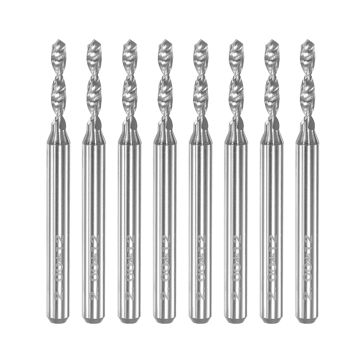 uxcell PCB Drill Bits 2mm Tungsten Carbide Spiral Flute Jewelry CNC Engraving Print Circuit Board Micro Drill Bits 1/8" Shank 8pcs