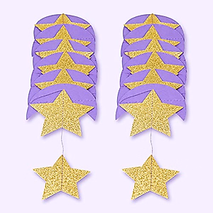 Purple Gold Moon Star Garland for Twinkle Twinkle Little Star Party Decoration/First Birthday/Baby Shower/Wedding/Kids Room/Nursery/Ramadan EID/Graduation Decor/Goodnight Moon Party Decorations