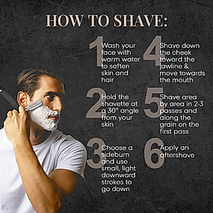 Best Shavette Straight Razor - Replaceable Blade Straight Razor, Metal Handle Shavette, No Stropping & Honing Needed, Great Starter Blade, Hygienic, Close Shave, Leather Case (Black)