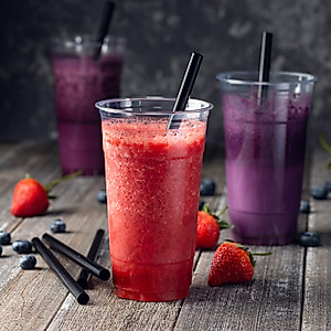 Black Jumbo Smoothie Straws, Black Disposable Wide-mouthed Large Milkshake Straws 9'' Inches High/Tall 100 pack