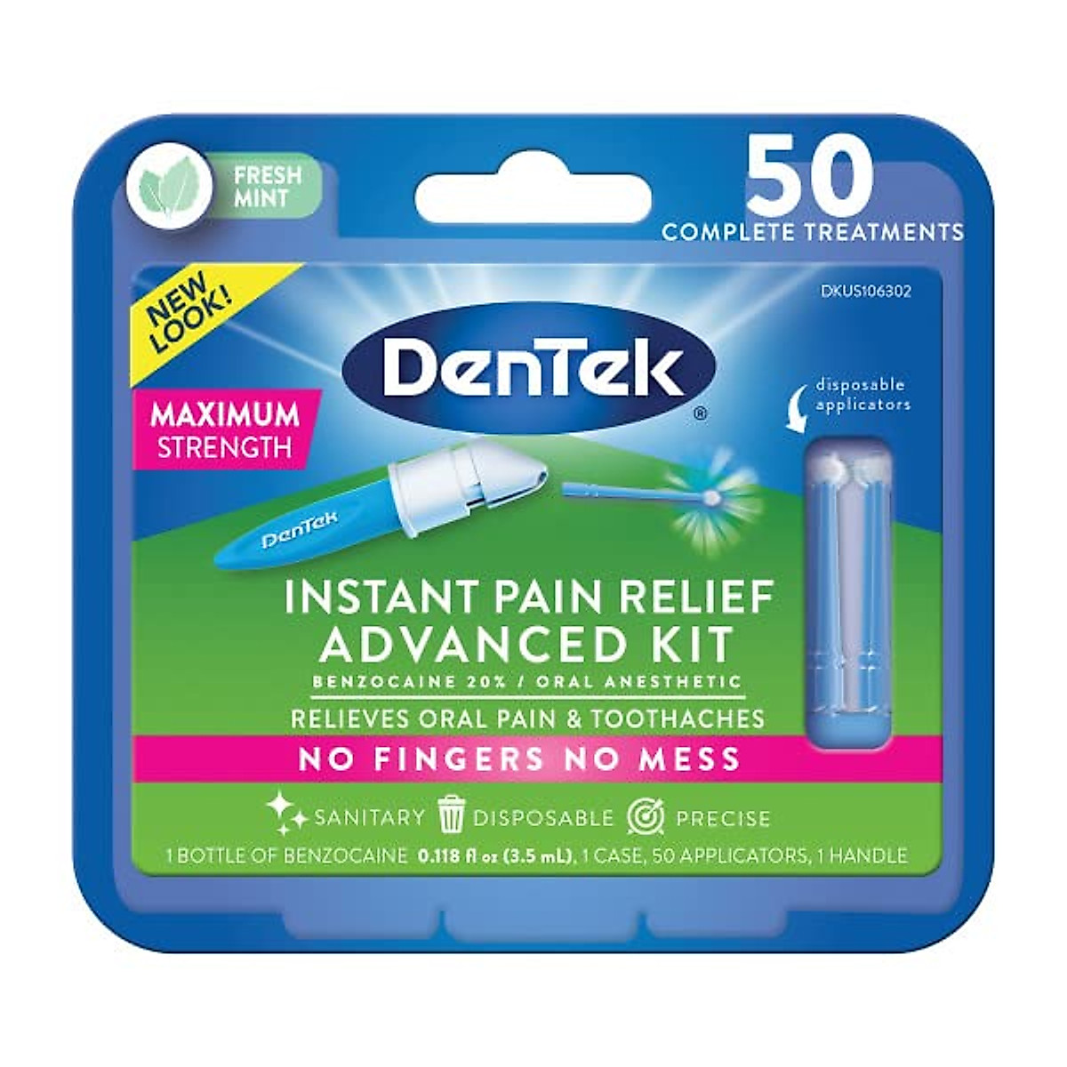 DenTek Instant Oral Pain Relief Maximum Strength Kit for Toothaches | 50-Count per pack | 2-Pack