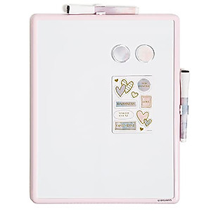 U Brands Contempo Dry Erase Board Set, Pink Soft Dye, Office Supplies, Includes Markers, Magnets, 11” x 14”, 15 Pieces