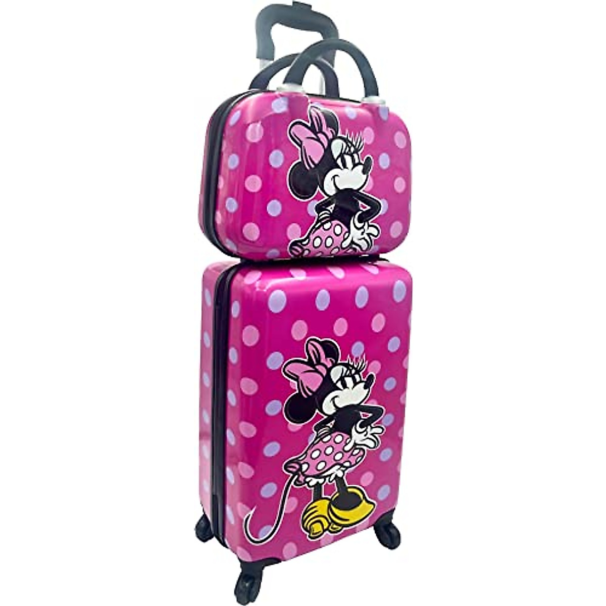 Fast Forward Kid’s Licensed Hard-Side 20” Spinner Luggage Carry-On Suitcase and Beauty Case Set (Minnie Mouse)