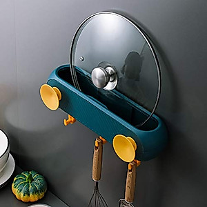 XJJZS Pot Lid Cutting Board Storage Rack Wall Hanging Pot Lid Rack with Hooks Kitchenware Organizer Kitchen Hooks Home Tools (Color : A)
