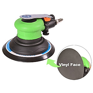 Dynastus 6-Inch Random Orbit Air Palm Sander, Dual Action Pneumatic Polisher with Vinyl PSA Backing Pad and 10pcs Sanding Discs