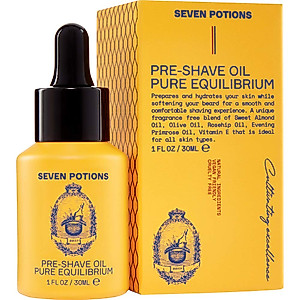 Seven Potions Pre-Shave Oil For Men — Ideal for Sensitive Skin, Helps Prevent Irritation, Lubricates and Protects Face — Natural, Vegan, Cruelty Free (1 Fl Oz)