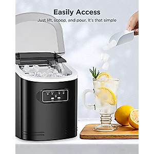 Silonn Ice Maker Machine Countertop, 26 lbs in 24 Hours, 9 Cubes Ready in 6 Mins, Self-Clean Ice Maker Compact Portable Ice Maker with Ice Scoop and Basket