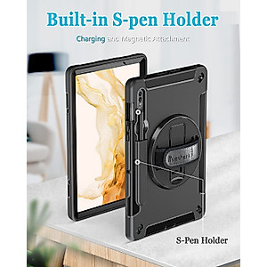 Case for Samsung Tab S7/S8 11 Inch 2022: Military Grade Shockproof Protective TPU Cover for Galaxy Tablet S7 11 Inch 2020 W/Stand - Handle - Shoulder Strap - S-Pen Holder -Red