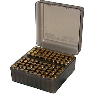 MTM 100 Round Flip-Top Rifle Ammo Box, Medium, Clear Smoke