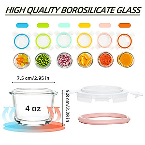 CZUMJJ 4 oz Circular Glass Food Storage Containers Set of 24, Small Containers with Locking Lids, Airtight Glass Food Jars for Food Portion, Snacks | Freezer, Microwave & Dishwasher Safe