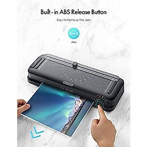 Sinopuren Laminator Machine and Laminating Pouches Bundle, Personal 3-in-1 Desktop Laminating Machine Built-in Paper Trimmer Punch and Corner Rounder, Thermal Laminating Sheets 5Mil 100pack, Clear