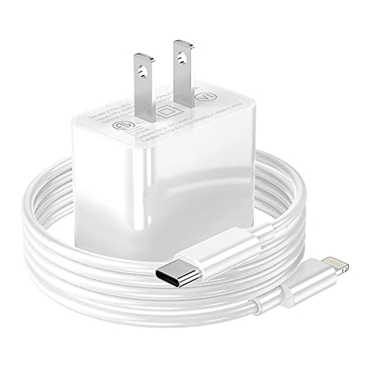 [Apple MFI Certified] iPhone Charger Apple Block USB C Fast Wall Plug with 6ft USB C to Lightning Cable for iPhone13/14/14 plus/12/pro/pro max/11/Air pods pro/iPad air 3/min4 (White, 1 Pack)