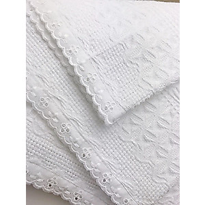 Soullytag 100% Cotton Baby Blanket/Shawl for Newborn Baby (White) - Swaddle Blanket - Baby Gift - Christening Baptism Blanket - English Embroidery