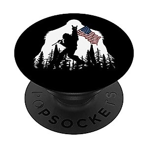 Bigfoot Rock On Hold American Flag Sasquatch Believers PopSockets Swappable PopGrip
