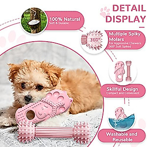 TENGZHI 6 Pack Dog Toys for Small Dog Pink Soft Rubber Puppy Toys for Teething Funny Slippers Ball Donut Interactive Set for Small Dog Teething Toys Pet Puppy Toys Set