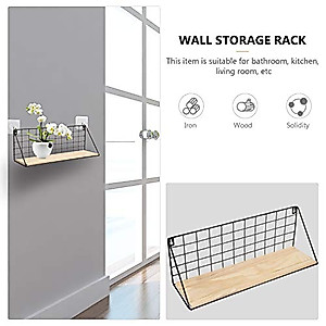 Cabilock Floating Shelf Iron Farmhouse Shelf Rustic Wood Wall Shelf for Living Room Bedroom Bathroom Black L