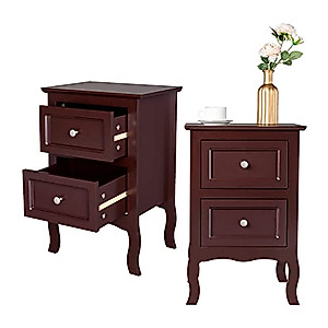 Lestar Night Table Set of 2, Modern Wood Night Stand End Table Wooden Bed Side Tables with 2 Drawers Large Storage Space for Bedroom Living Room, Size 15.74"(W) x 11.81"(D) x 23.66"(H)