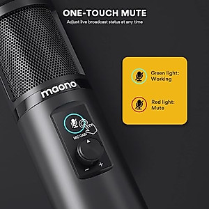 MAONO USB Microphone, Professional Condenser Computer PC Mic with One-Touch Mute, Gain Control for Podcast, Recording, Gaming, Streaming, Zoom Meeting, Instruments, Studio, YouTube, Discord PM421