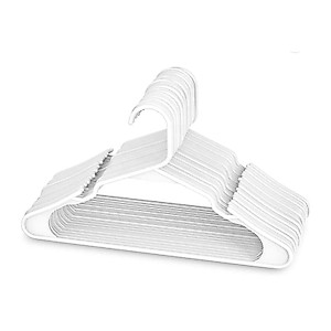 20-Pack White Notched Plastic Clothes Hangers - Durable, Space-Saving, and Closet Organizing Solution - Perfect for Shirts, Pants, Dresses, and More