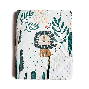 insular Baby Blanket for Boys Girls Soft Plush Minky with Dotted Backing, Double Layer Receiving Blanket for Stroller Crib Newborn Toddler Bed Blanket 42 x 30 in, Jungle Lion
