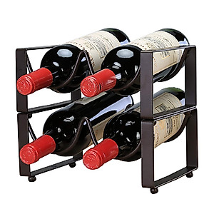 sleeri Wine Rack Countertop, Cabinet Wine Holder Storage Stand, 1 Tier Stackable Wine Rack, Hold 2 Bottles - Wine Rack Storage Organizer Holder for Wine, Beer, Pop/Soda, Water, Stackable/ 1 Pcs