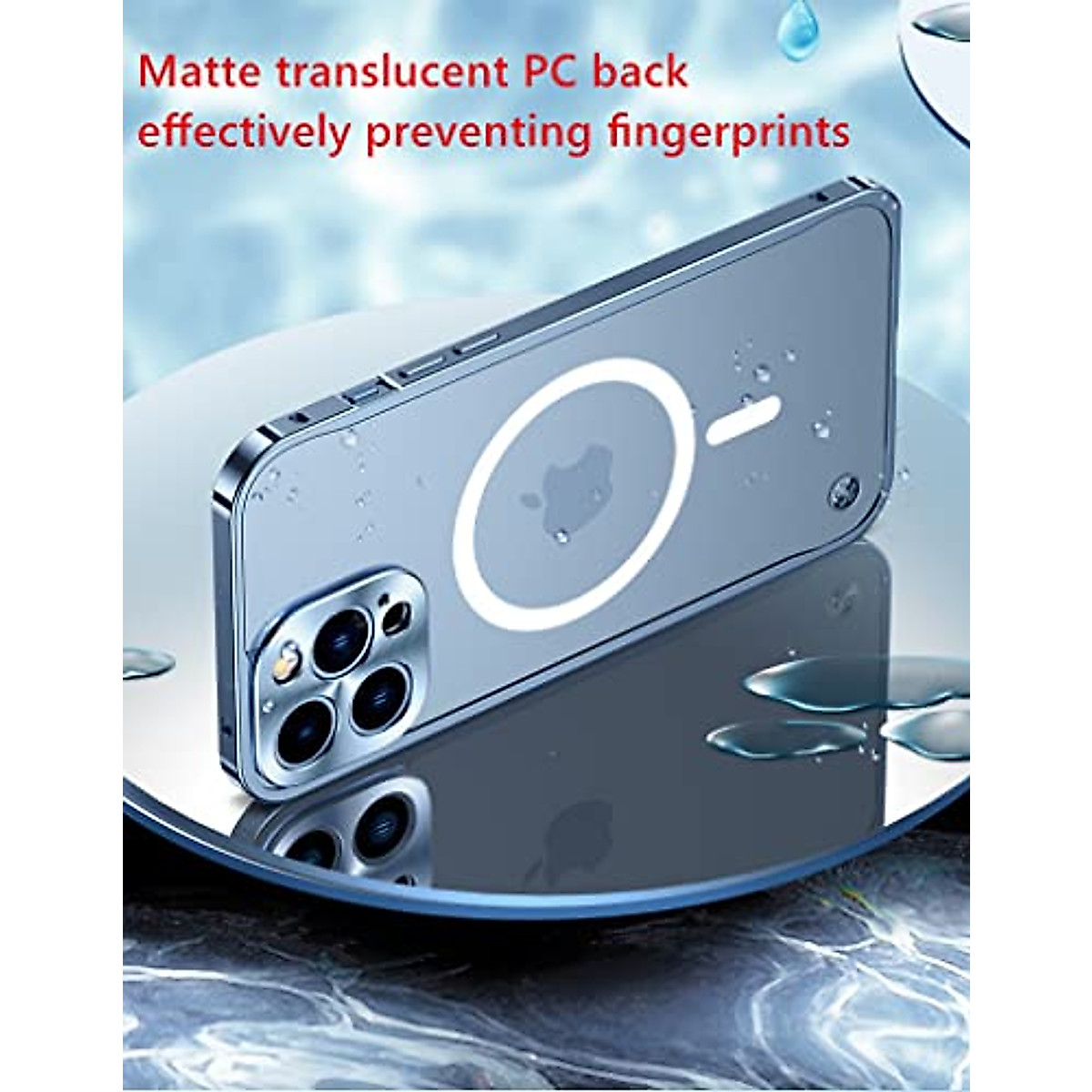 Magnetic Case for iPhone 14 Pro Max Case Compatible with MagSafe Metal Aluminum Alloy Bumper Matte Translucent Back Cover with Camera Lens Protector and Safety Lock (Black)