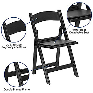 Flash Furniture Hercules™ Series Folding Chair - Black Resin - 4 Pack 1000LB Weight Capacity Comfortable Event Chair - Light Weight Folding Chair