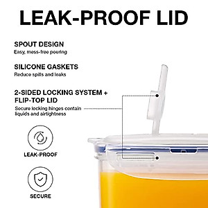 LocknLock Aqua Fridge Door Water Jug with Handle BPA Free Plastic Pitcher with Flip Top Lid Perfect for Making Teas and Juices, 3 Quarts, Clear