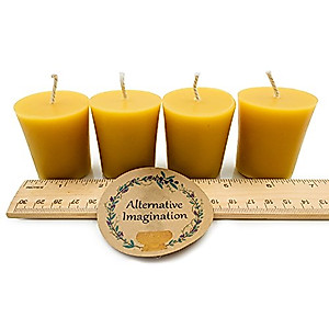 Alternative Imagination Premium 100% Pure, Natural Beeswax Votive Candles - Pack of 4